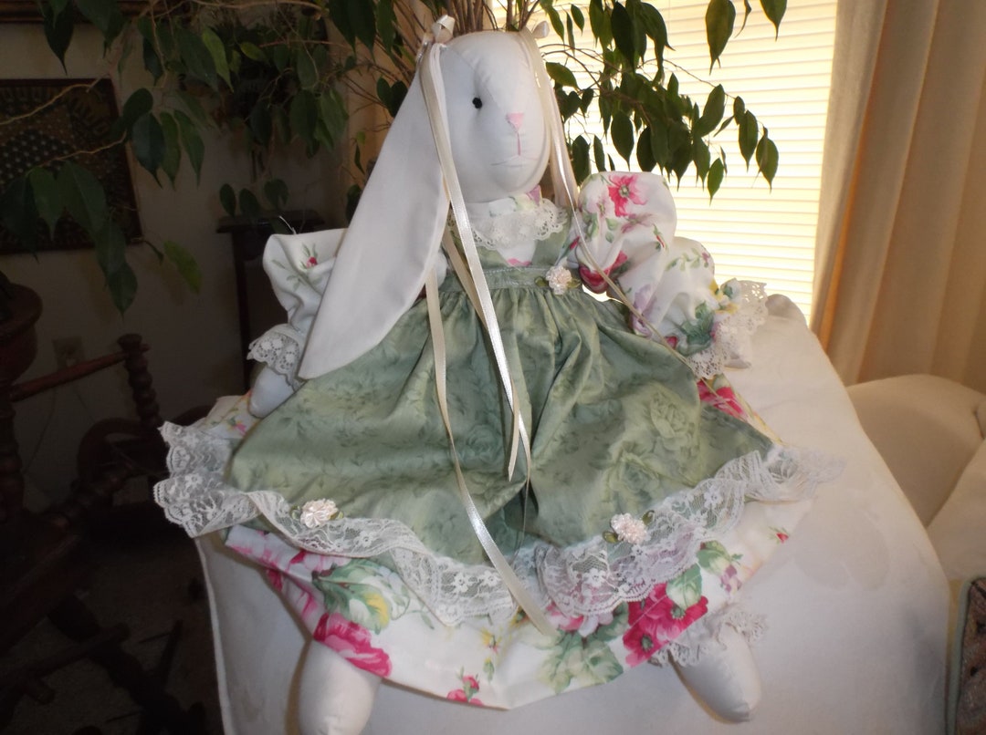 Stuffed Bunny Rabbit in Glenda's Rose Garden, Rose With Cream ...