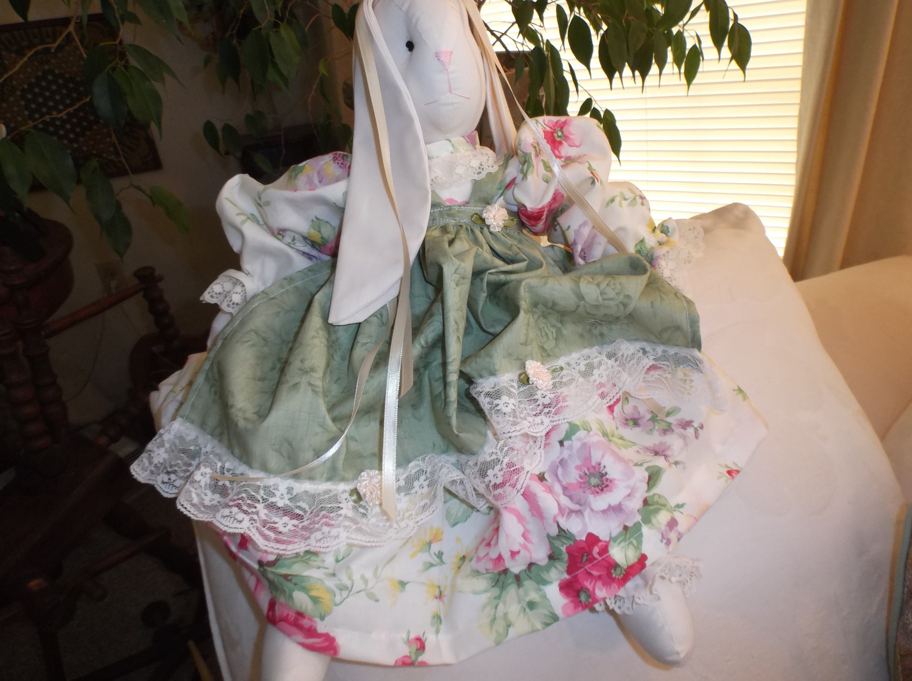 Stuffed Bunny Rabbit in Glenda's Rose Garden Rose with | Etsy