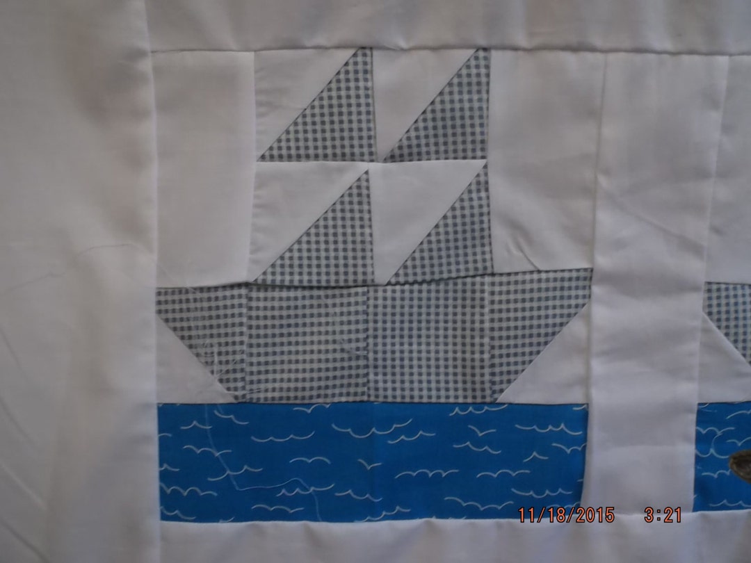 1 Little Sailor Boat Baby Quilt Top - Etsy