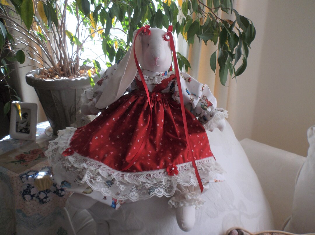 Handmade Easter Bunny Dressed in Red - Etsy
