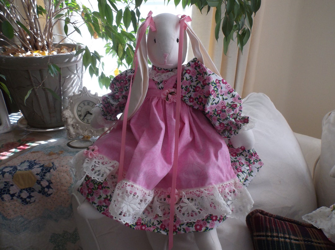 Handmade Stuffed Bunny Rabbit in Pink - Etsy