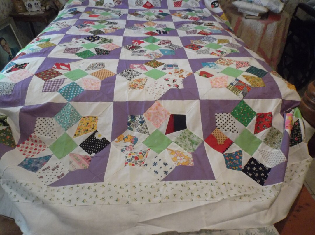 Star Handpiece Quilt Top Lots of Feed Sack Fabric - Etsy