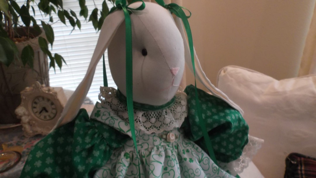 Irish Bunny Rabbit With Shamrocks on Her Dress! - Etsy
