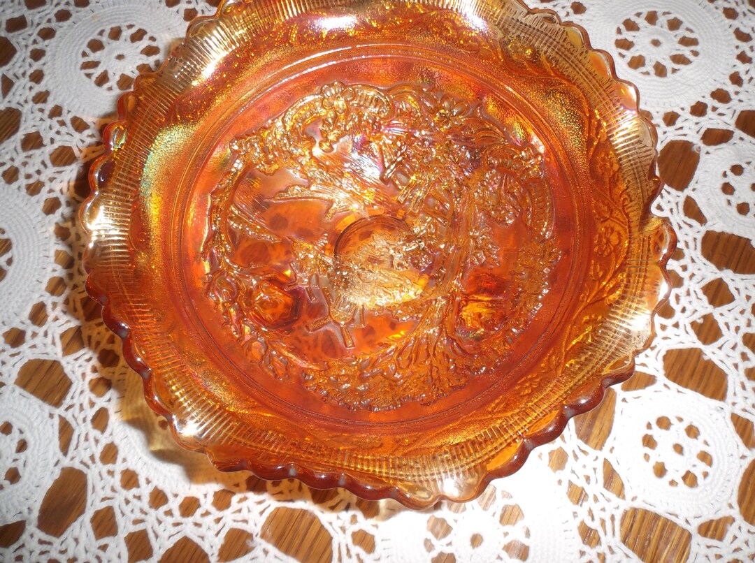 My Grandma's Carnival Glass Bowl With a Windmill in Side Antique - Etsy