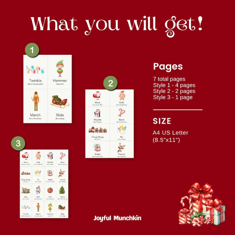 Christmas Movement Cards for Kids Printable, Holiday Brain Breaks ...