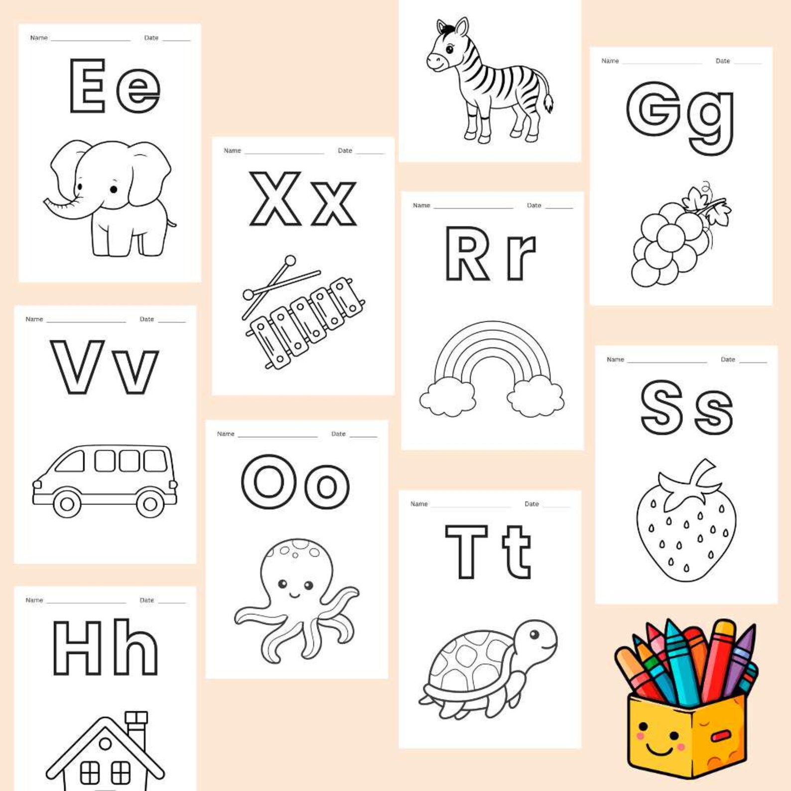 26 Alphabet Coloring Pages, ABC Coloring, Daycare, Pre-k, Learning ABC ...