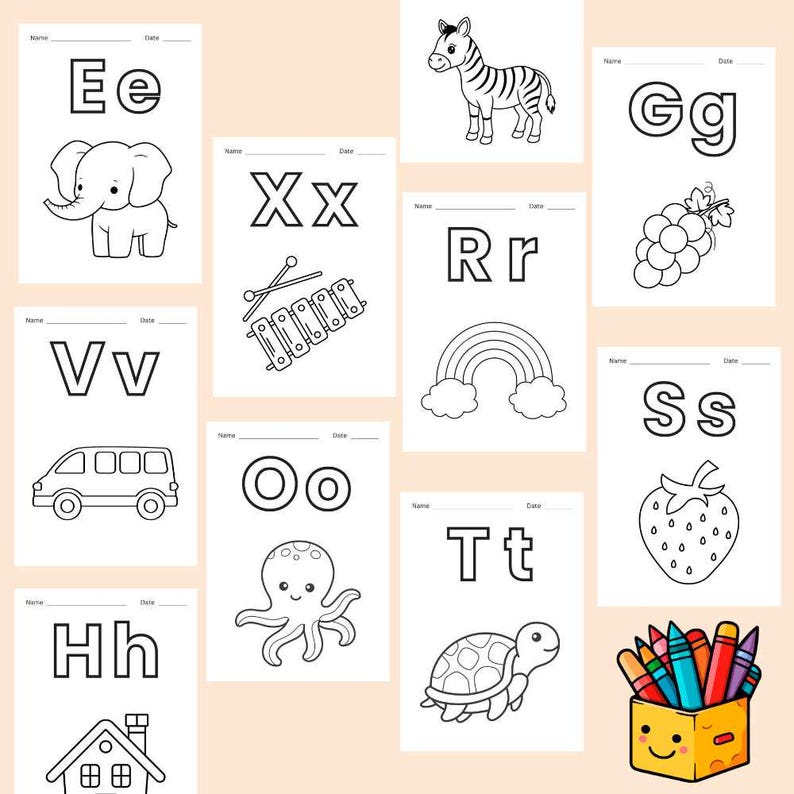 26 Alphabet Coloring Pages, ABC Coloring, Daycare, Pre-k, Learning ABC ...