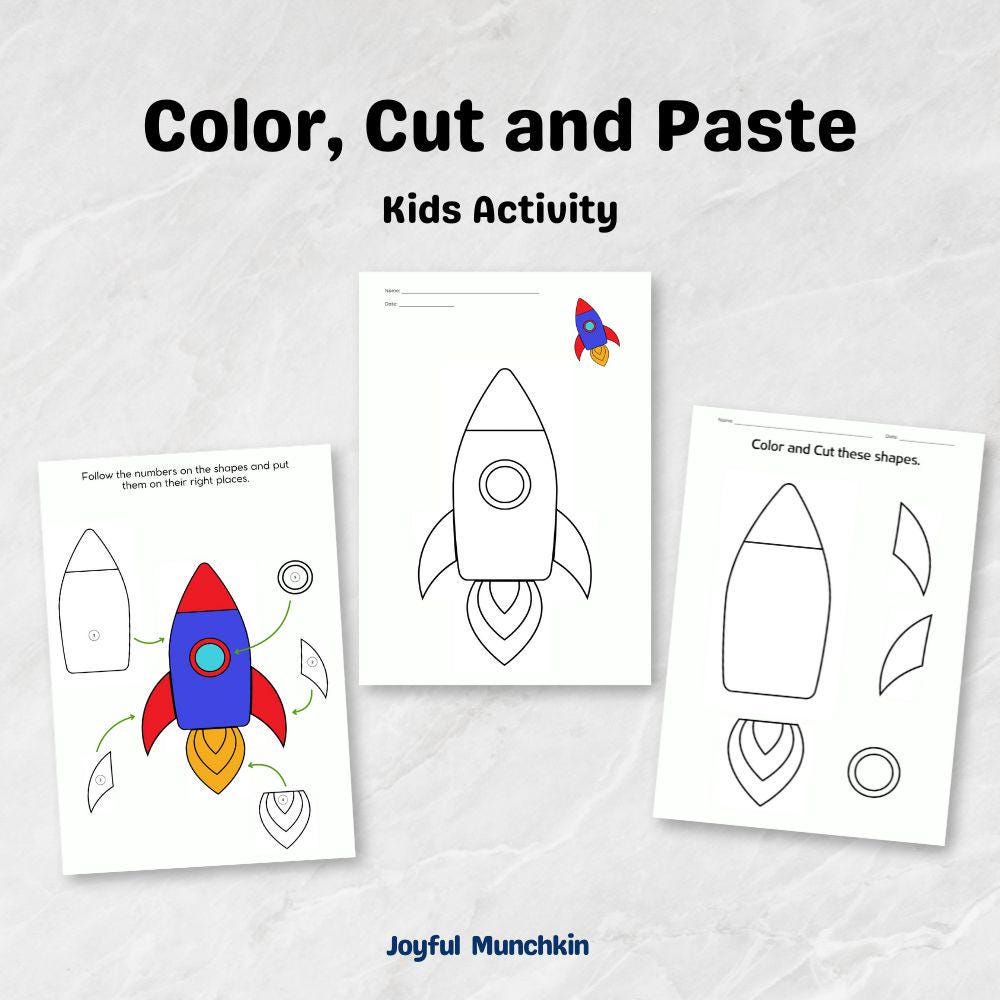 Build a Spaceship Cut and Paste Activity for Kids, Spaceship Coloring ...