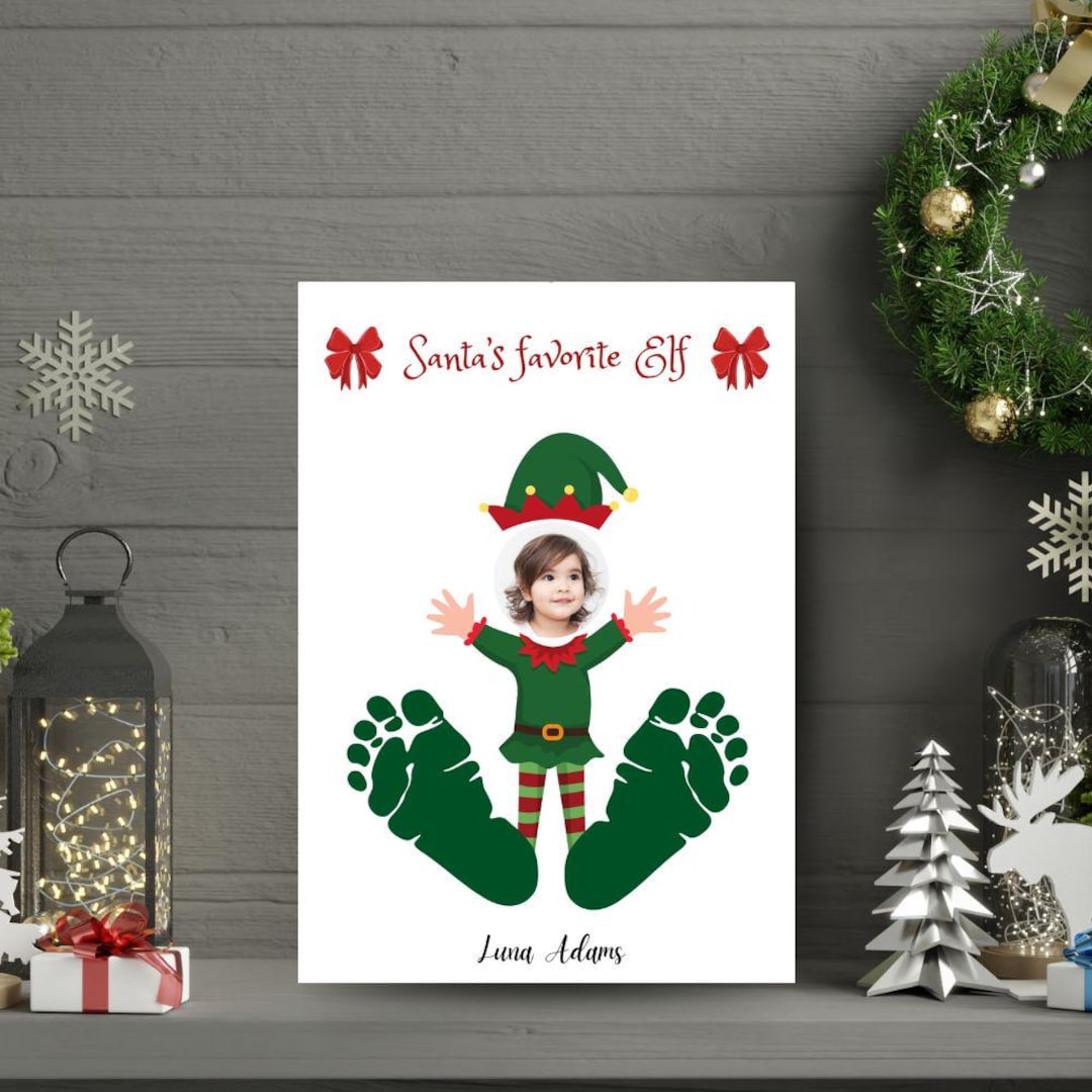 Personalized Christmas Elf Footprint Art, Christmas Gift Footprint ...