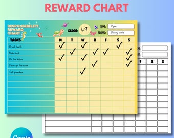 Printable Kids Reward Tracker, Editable Rewards Chart, Chore Chart for ...