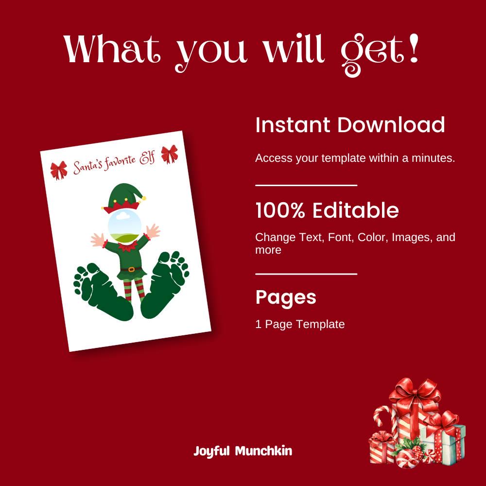 Personalized Christmas Elf Footprint Art, Christmas Gift Footprint ...