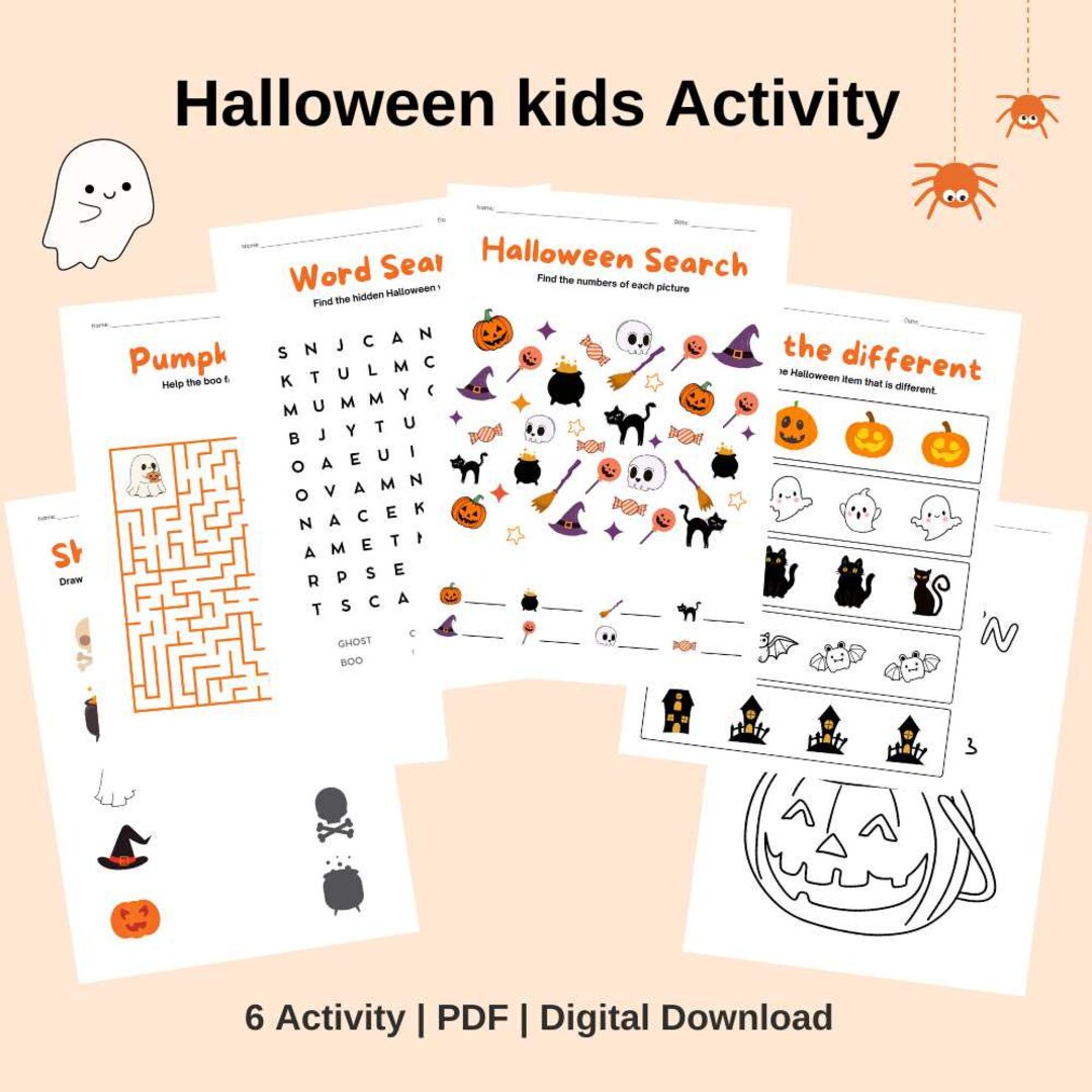 Halloween Activity Pages for Kids, Fall Activity Bundle, Printable ...