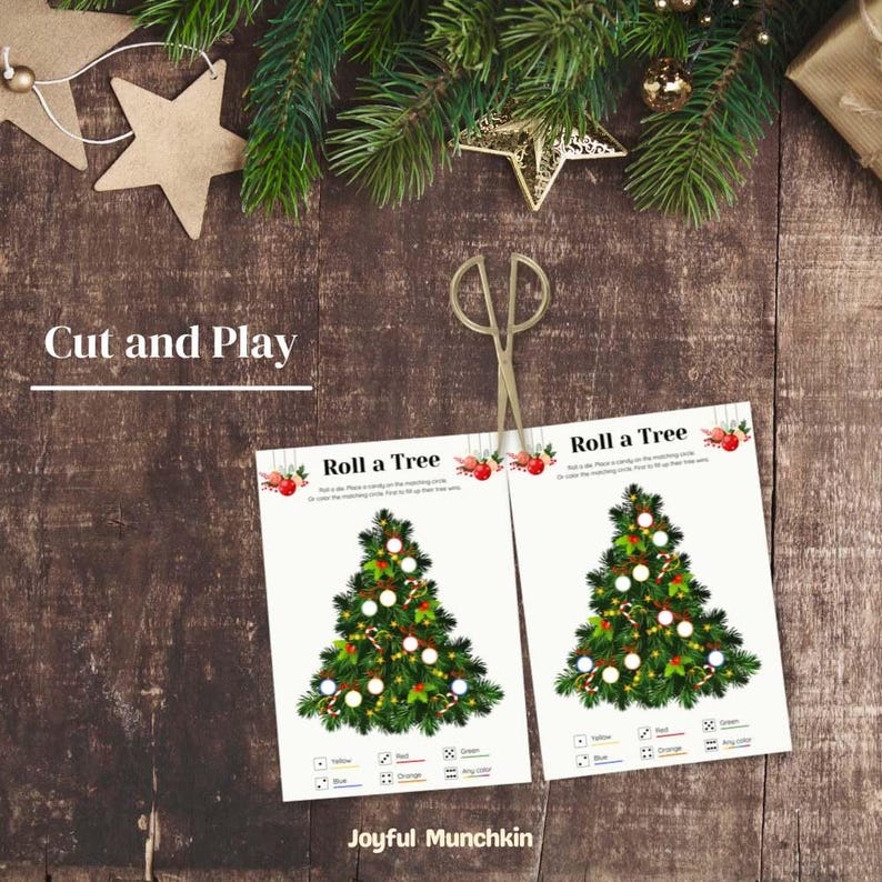 Roll a Tree Dice Game, Printable Christmas Family Kids Party Game ...