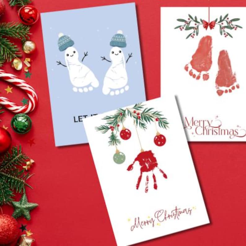 Winter Handprint Art Bundle | Christmas, Hanukkah, Snow Day Keepsakes ...
