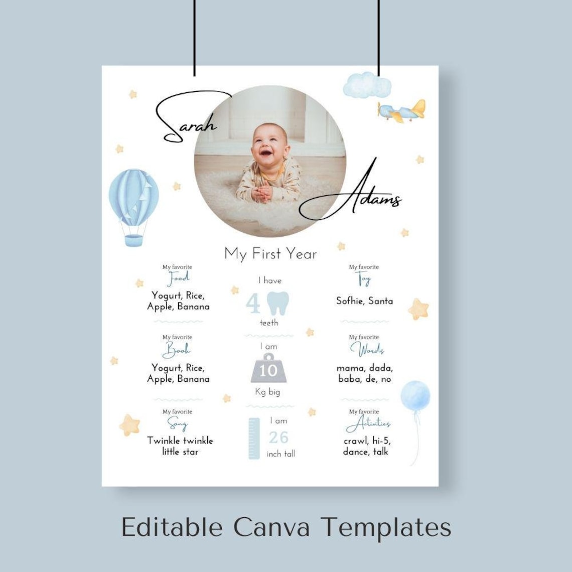 1st Birthday Milestone Board, Poster Board, Milestone Poster 1st ...