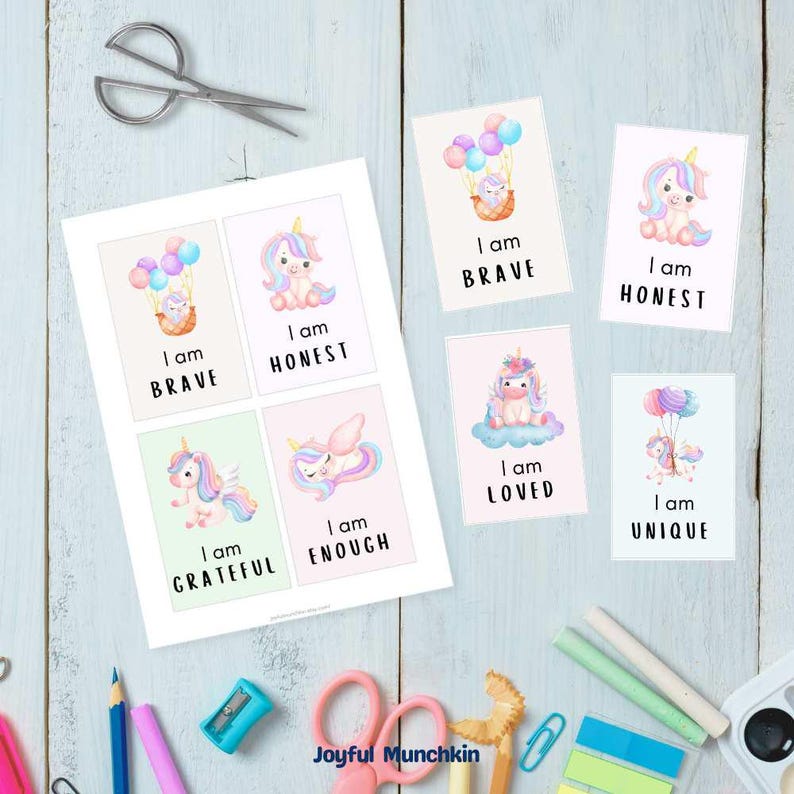 Unicorn Affirmation Cards for Kids, Printable Unicorn Cards, Fairy ...