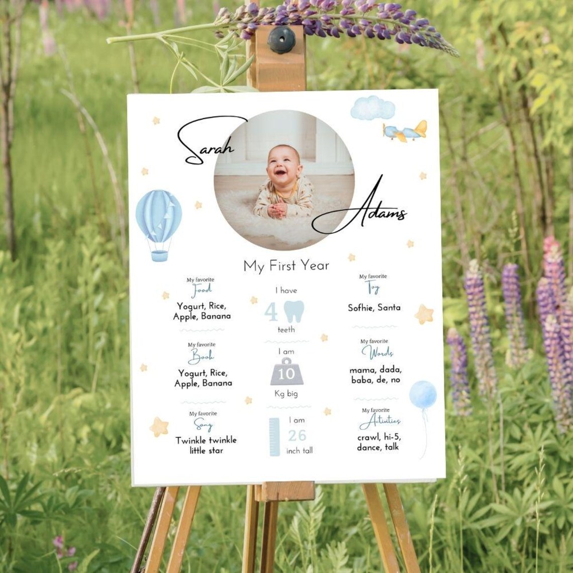 1st Birthday Milestone Board, Poster Board, Milestone Poster 1st ...