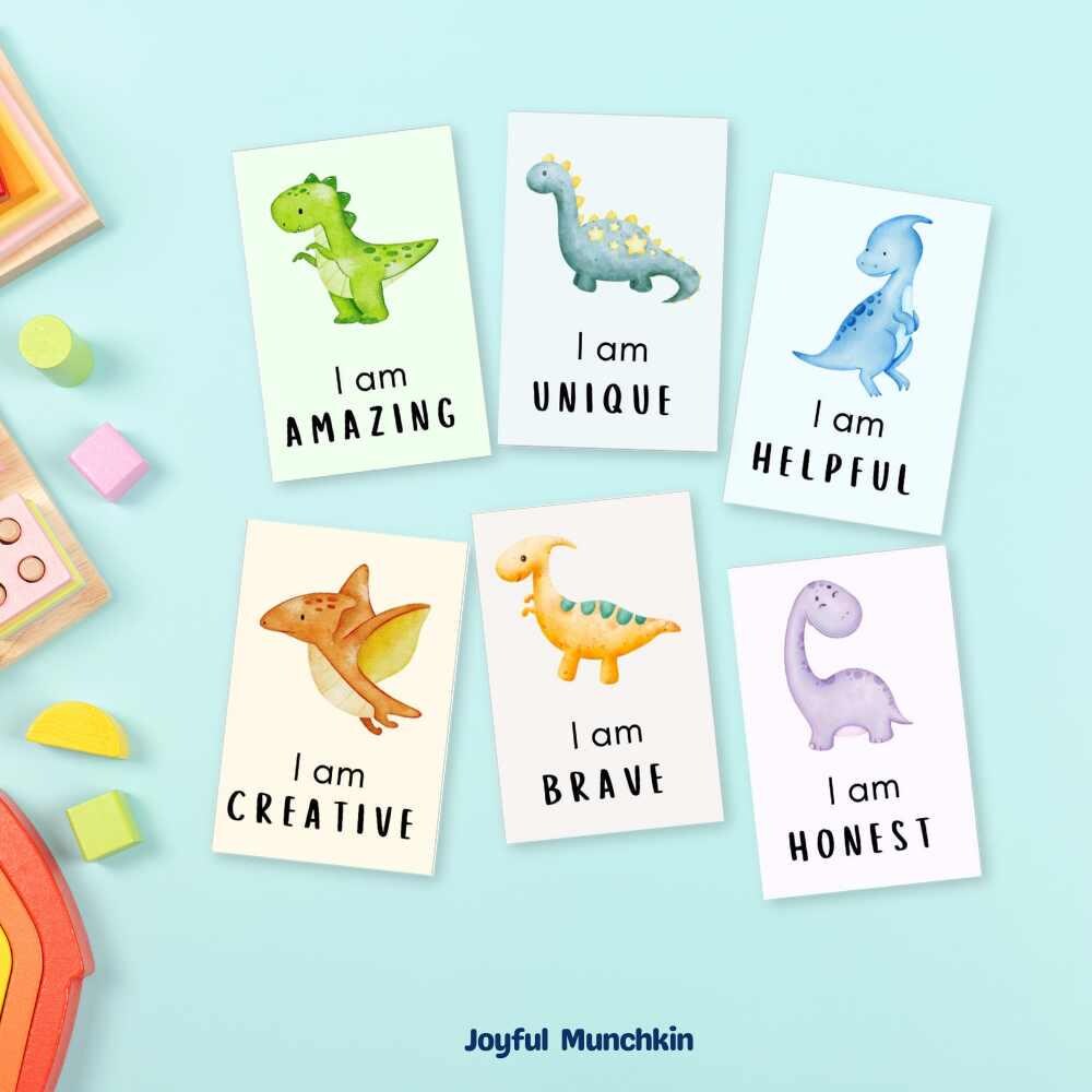 Dino Affirmation Cards for Kids, Printable Dinosaur Cards, Dino Toddler ...