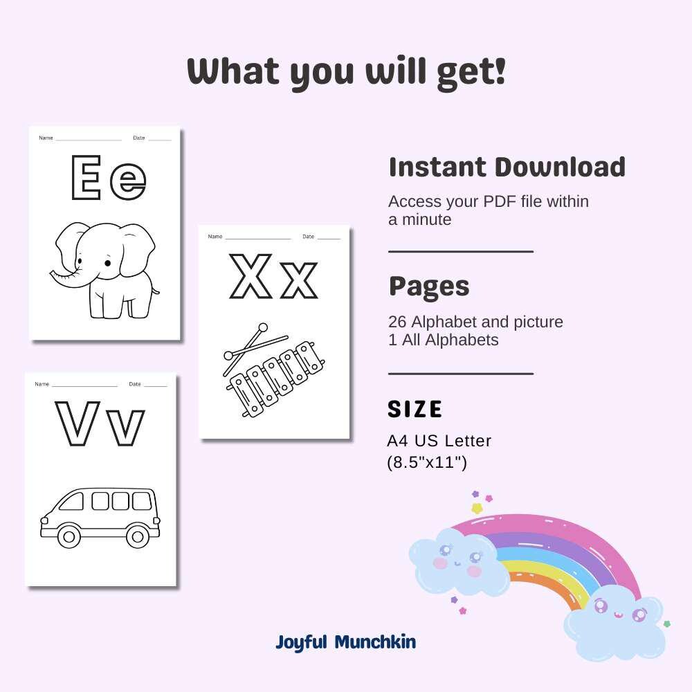 26 Alphabet Coloring Pages, ABC Coloring, Daycare, Pre-k, Learning ABC ...