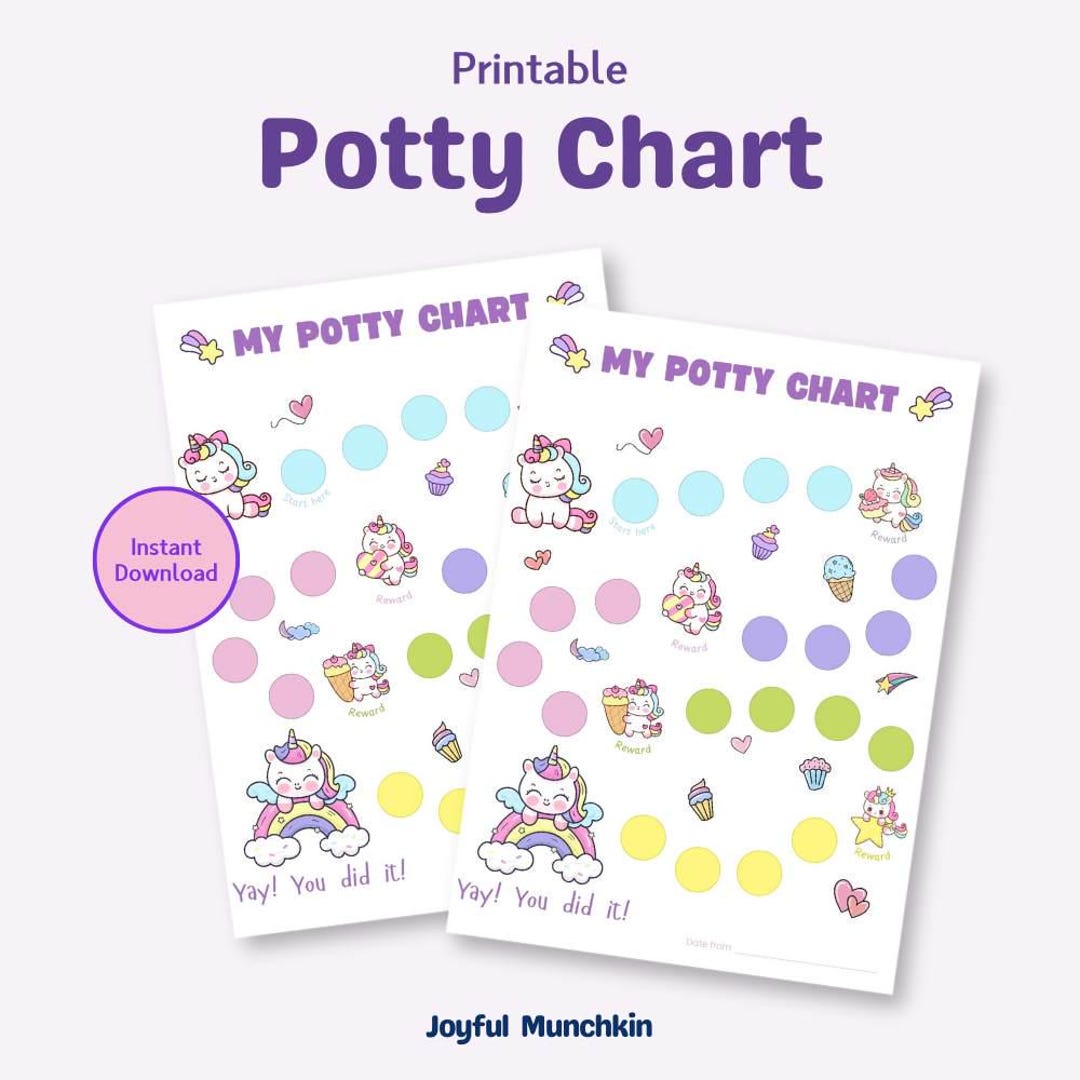 Unicorn Potty Training Chart, Toddler Potty Training, Printable Custom ...