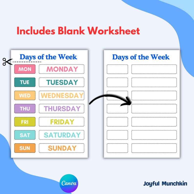 Days of the Week Months of the Year, Printable Kids Digital Planner ...