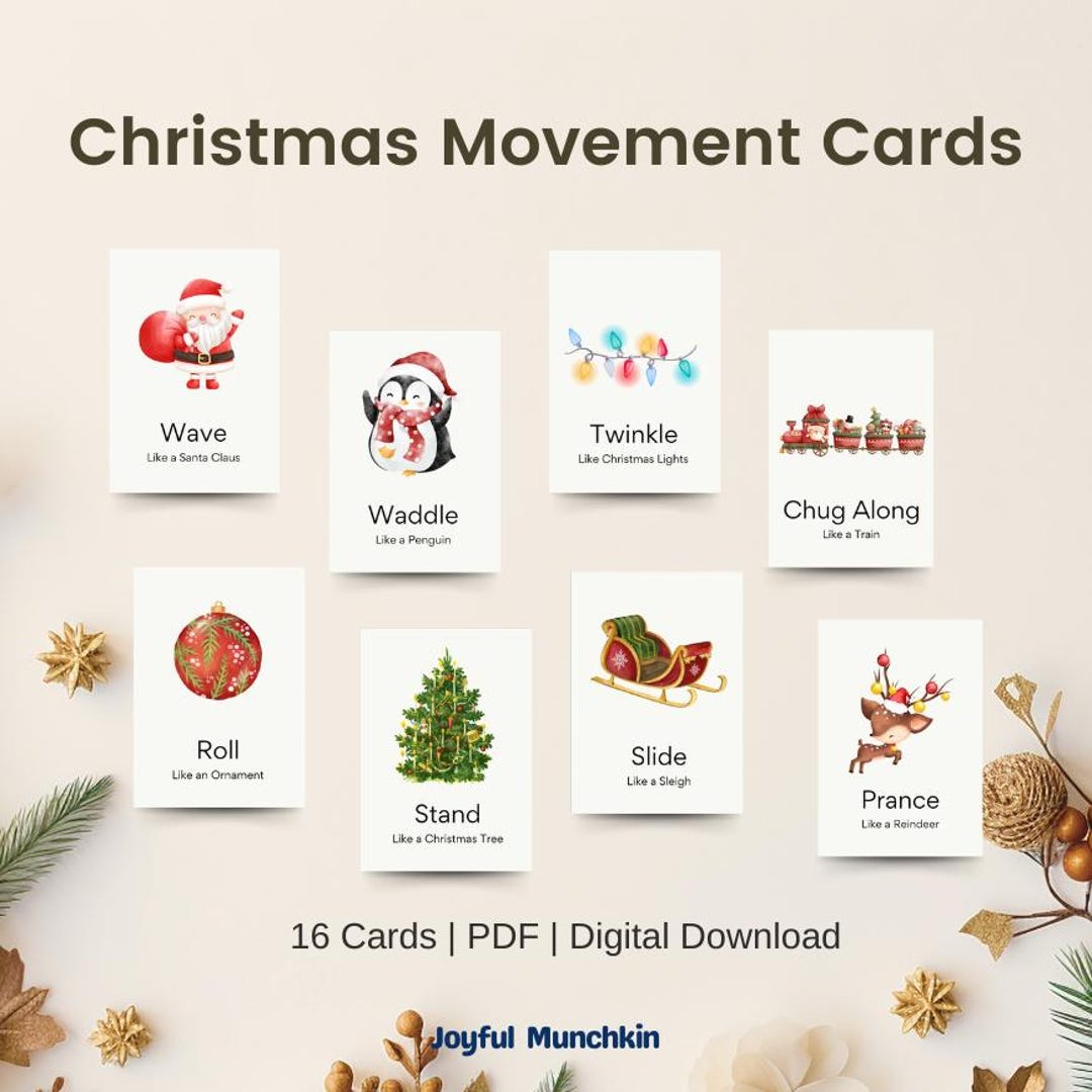 Christmas Movement Cards for Kids, Winter Activity Bundle, Printable ...
