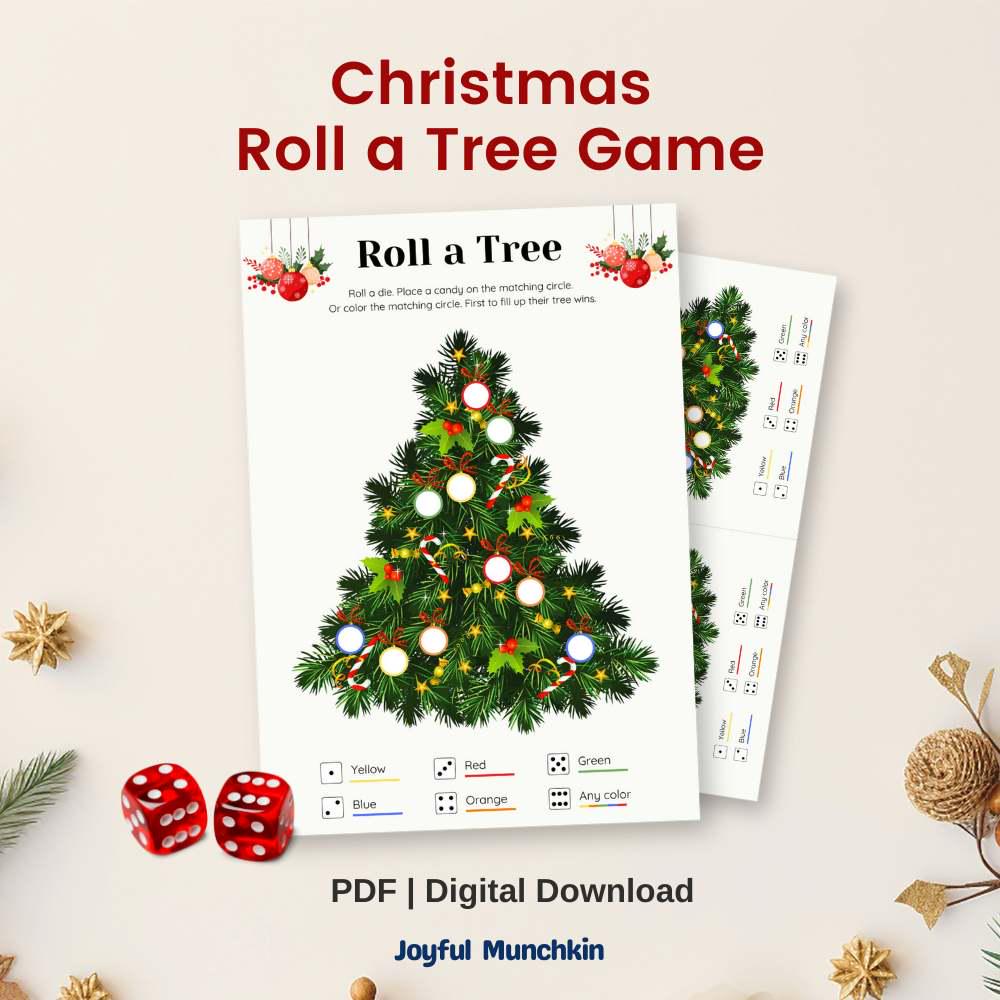 Roll a Tree Dice Game, Printable Christmas Family Kids Party Game ...