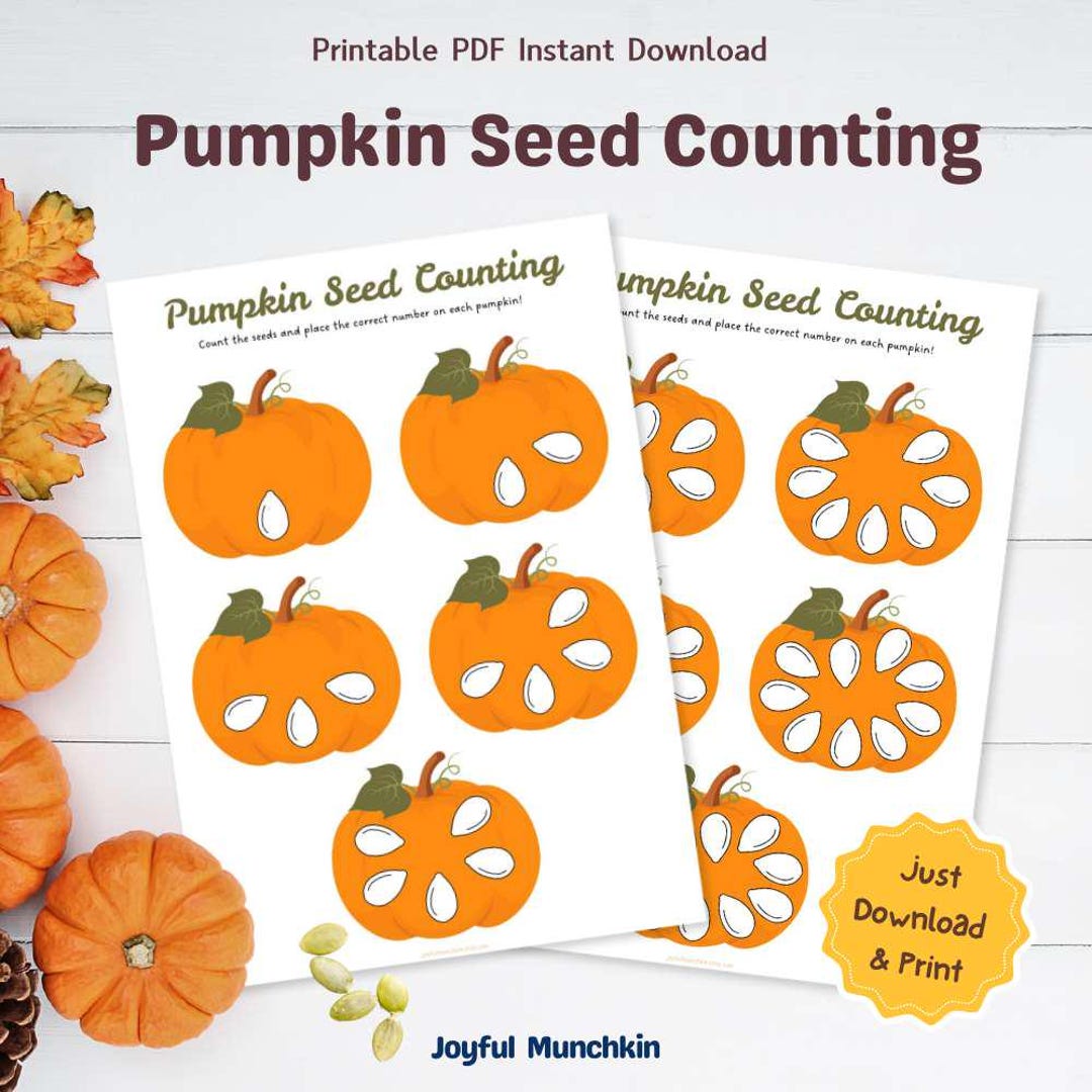 Pumpkin Seed Counting Printable Activity Kids Fall Games Pumpkin Party ...