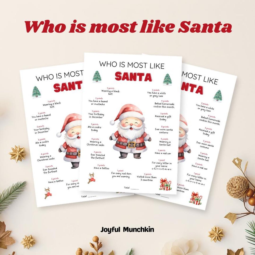 Who is Most Like Santa Game Printable for Kids – Christmas Party ...