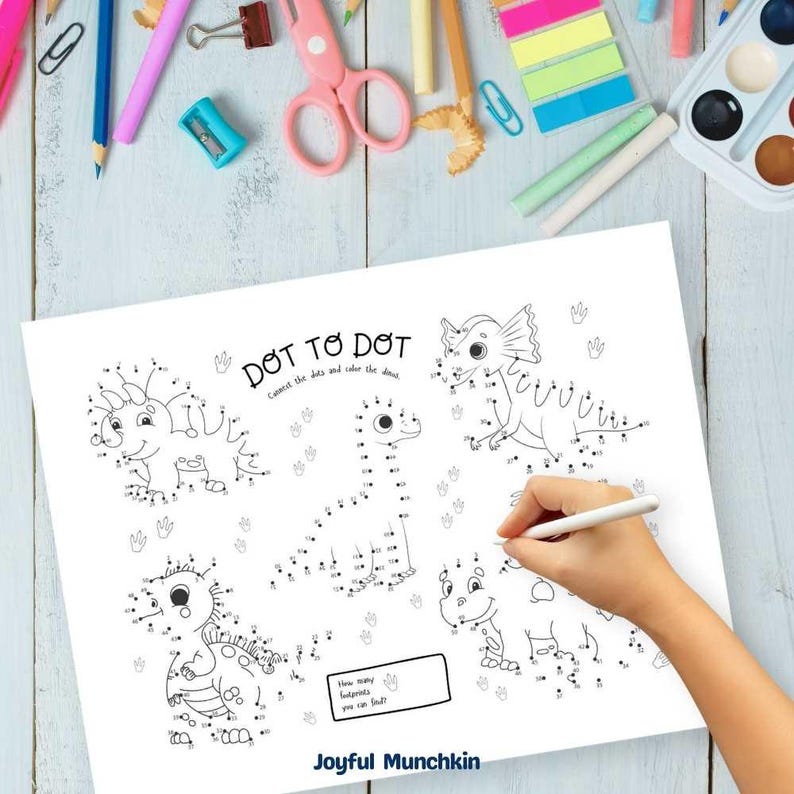 Dino Dot to Dot Kids Activity Printable Instant Download, Dinosaur ...