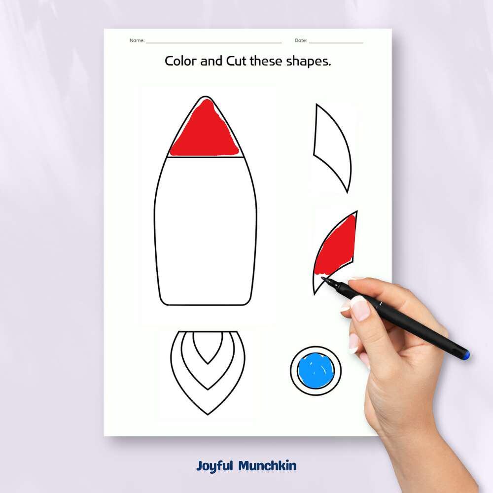 Build a Spaceship Cut and Paste Activity for Kids, Spaceship Coloring ...