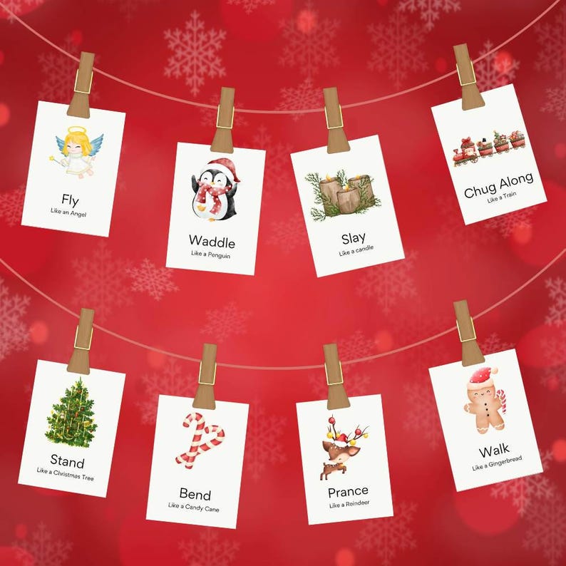 Christmas Movement Cards for Kids Printable, Holiday Brain Breaks ...