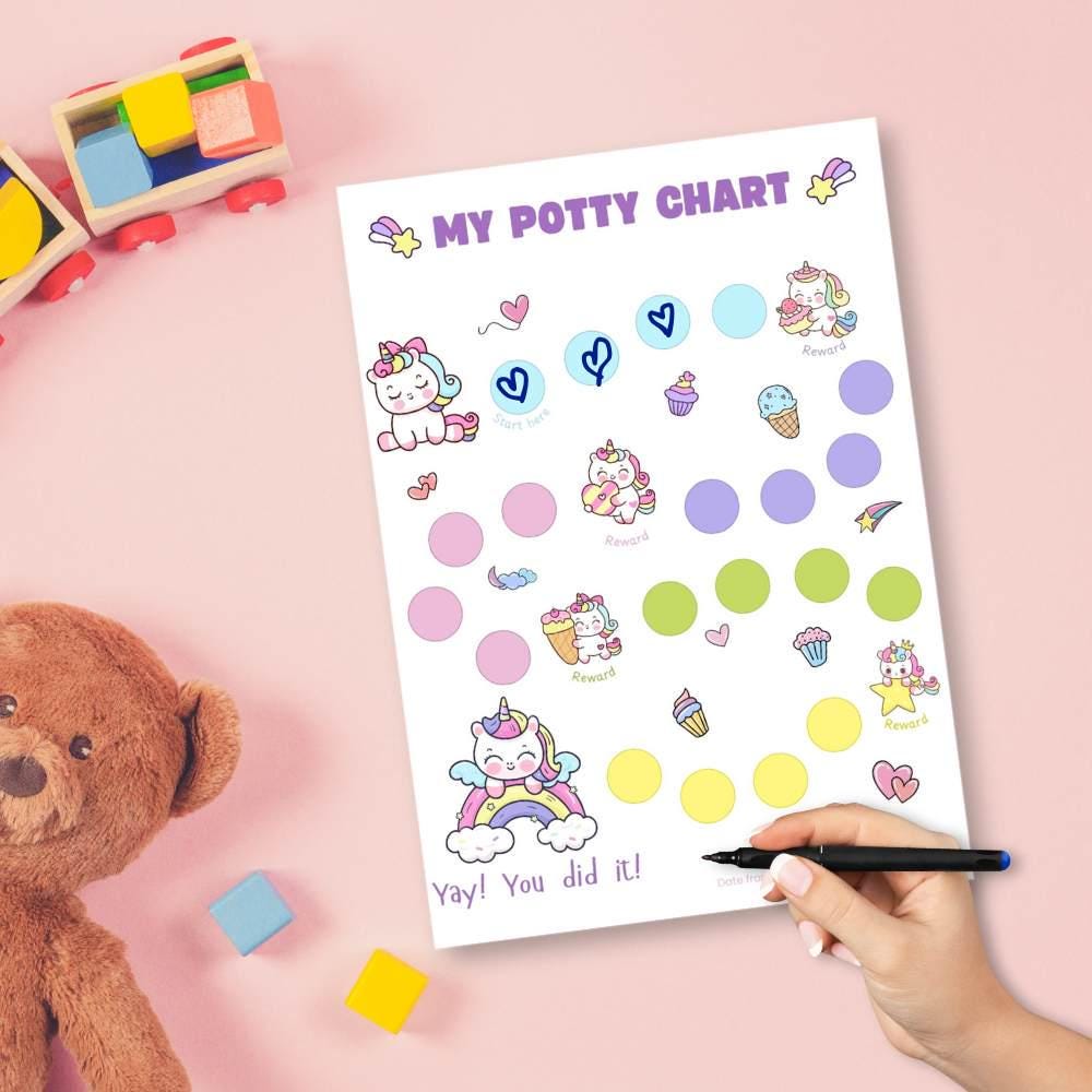 Unicorn Potty Training Chart, Toddler Potty Training, Printable Custom ...
