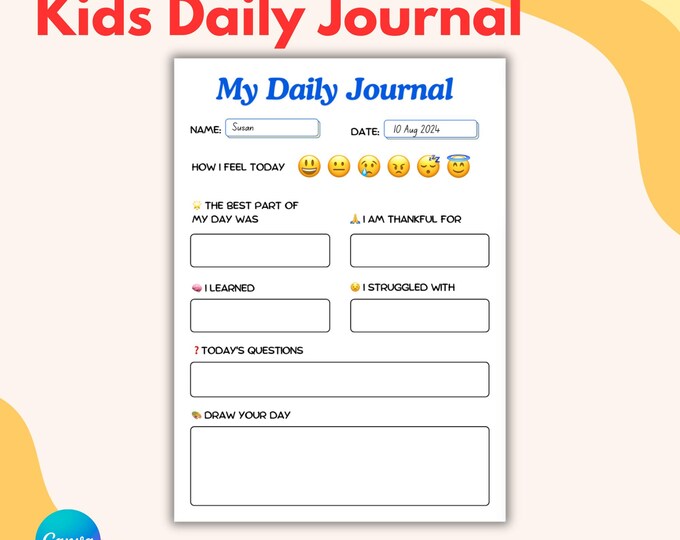 Printable Kids Digital Planner, Daily Planner for Kids, Educational ...