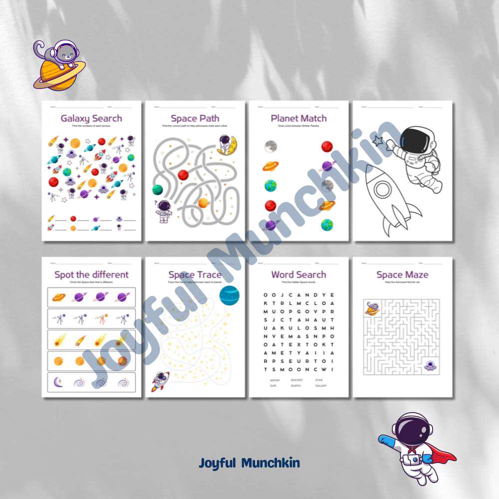 Space Galaxy Activity Pages for Kids, Printable Space Activity Bundle ...