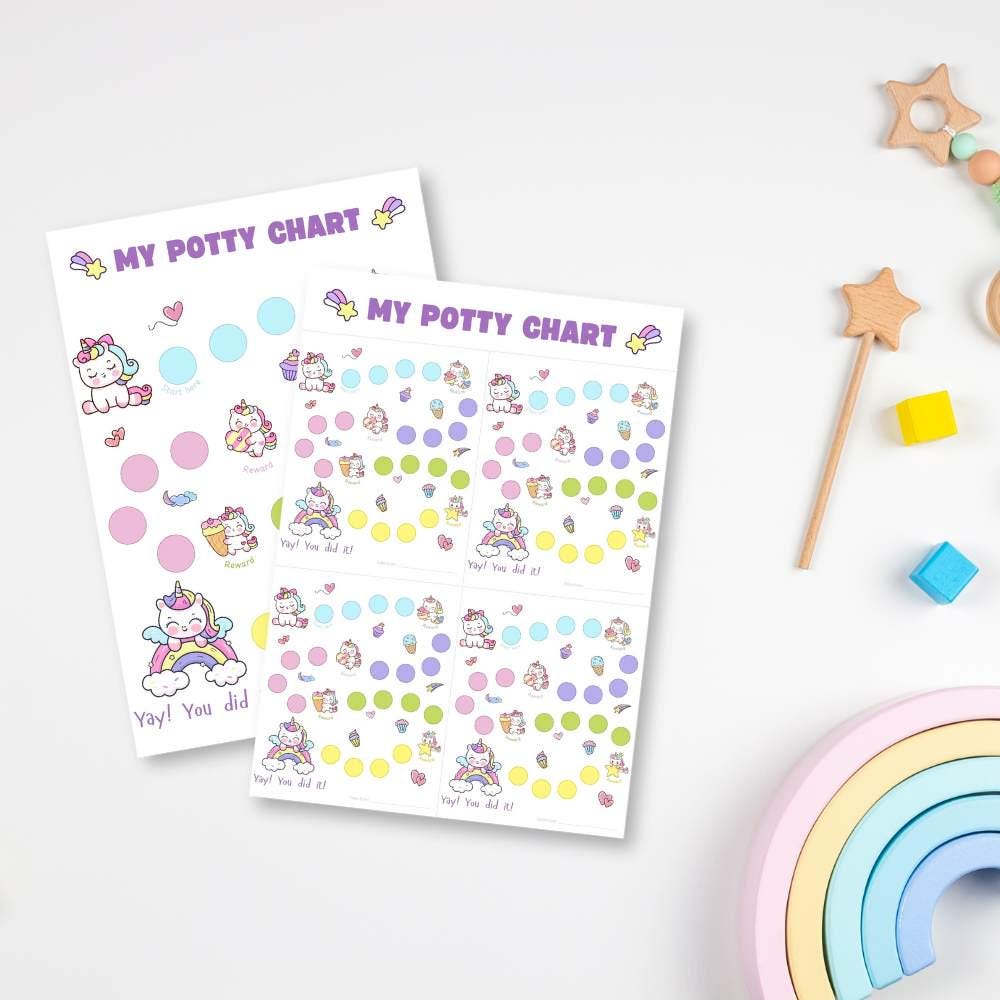 Unicorn Potty Training Chart, Toddler Potty Training, Printable Custom ...