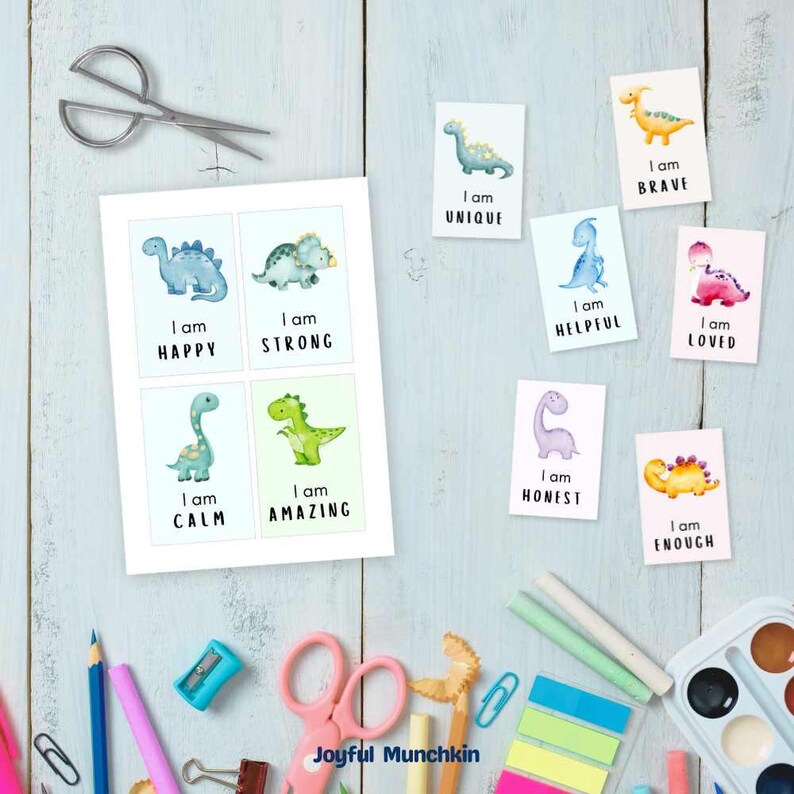 Dino Affirmation Cards for Kids, Printable Dinosaur Cards, Dino Toddler ...