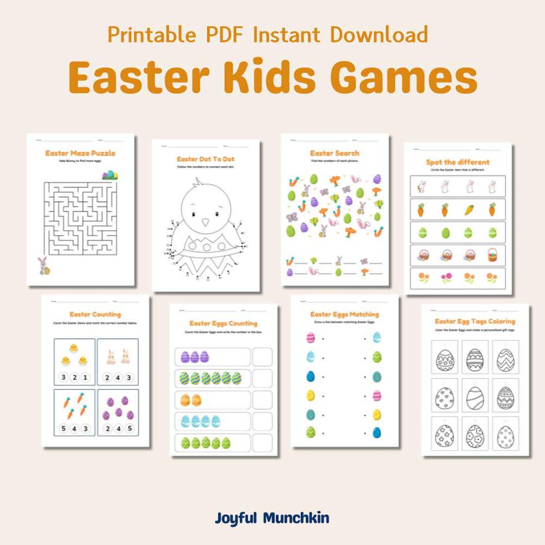 Easter Fun Activity Pages for Kids, Printable Easter Games Bundle ...