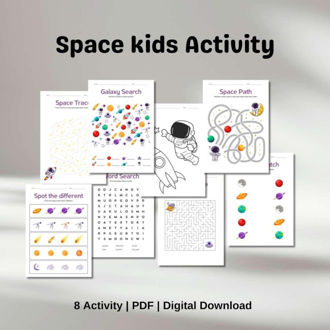 Space Galaxy Activity Pages for Kids, Printable Space Activity Bundle ...