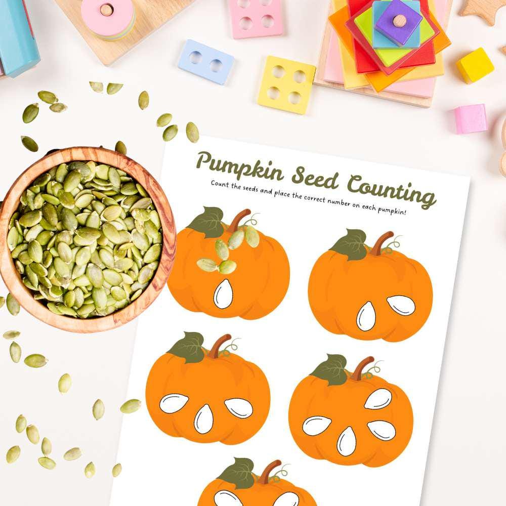 Pumpkin Seed Counting Printable Activity Kids Fall Games Pumpkin Party ...