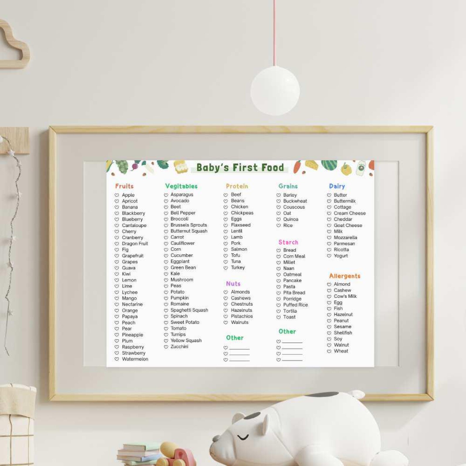 Printable Infant First Food List, Baby Led Weaning Checklist, Solids ...