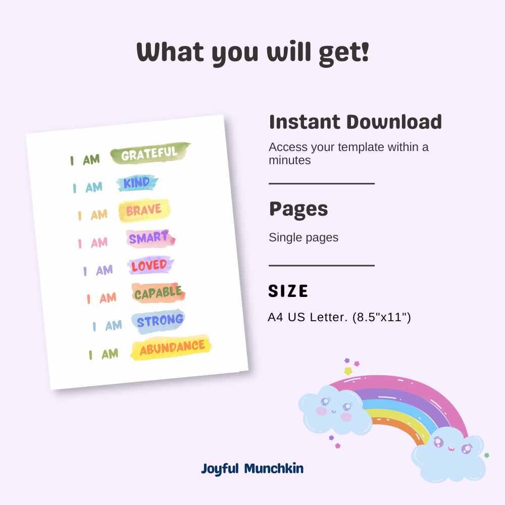 Affirmation Poster for Kids Printable, Positive Affirmation ...