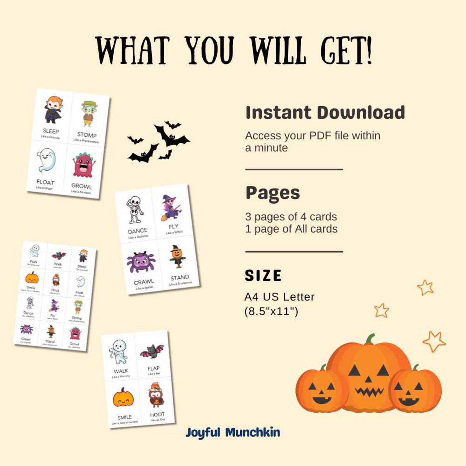 Halloween Movement Cards for Kids, Fall Activity Bundle, Halloween ...