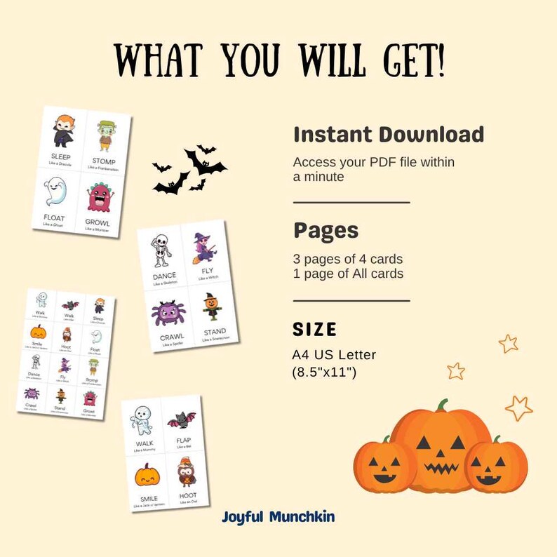 Halloween Movement Cards for Kids, Fall Activity Bundle, Halloween ...