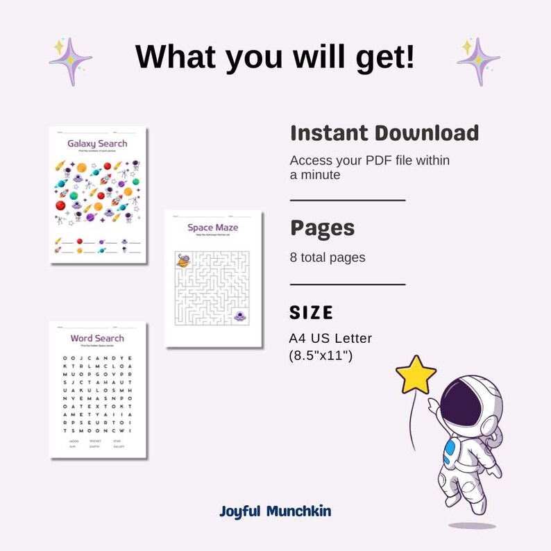Space Galaxy Activity Pages for Kids, Printable Space Activity Bundle ...