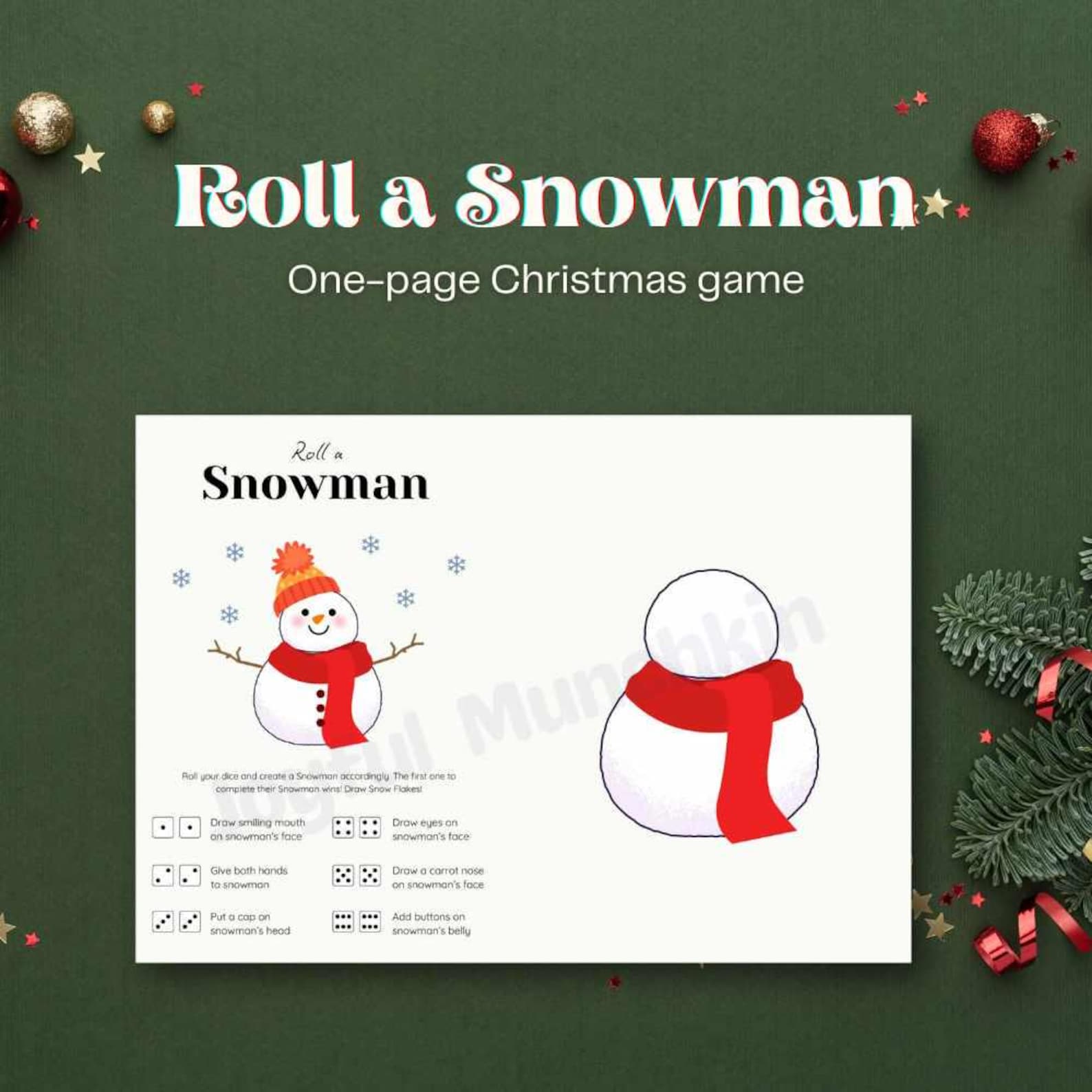 Roll A Snowman Game | Printable Christmas Game | Winter Activity for ...