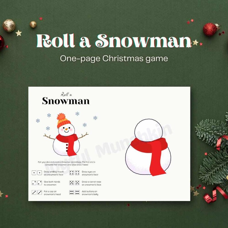 Roll A Snowman Game | Printable Christmas Game | Winter Activity for ...