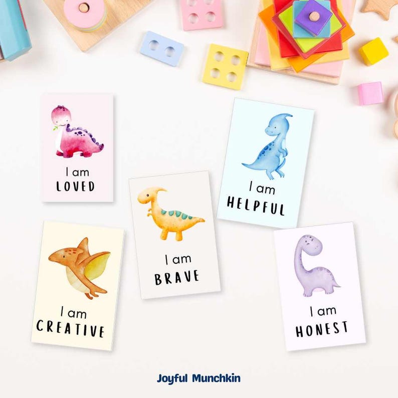 Dino Affirmation Cards for Kids, Printable Dinosaur Cards, Dino Toddler ...