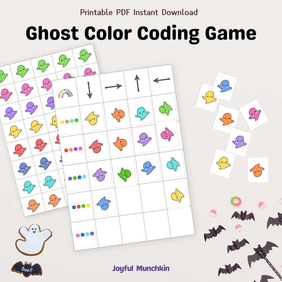 Halloween Ghost Color Coding Game, Color & Direction Matching, Early ...