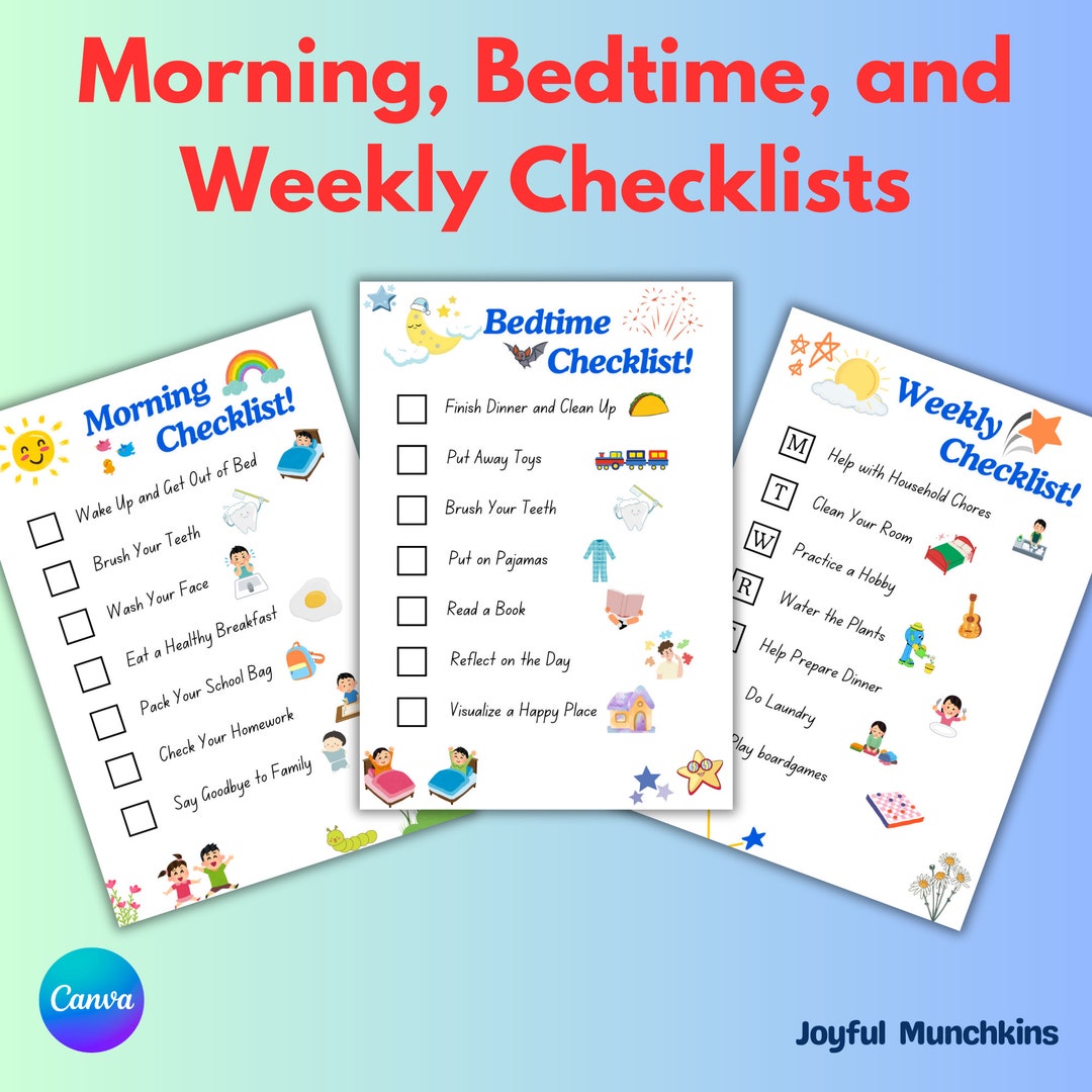 Printable Kids Digital Planner, Canva Editable Daily Weekly Routine ...